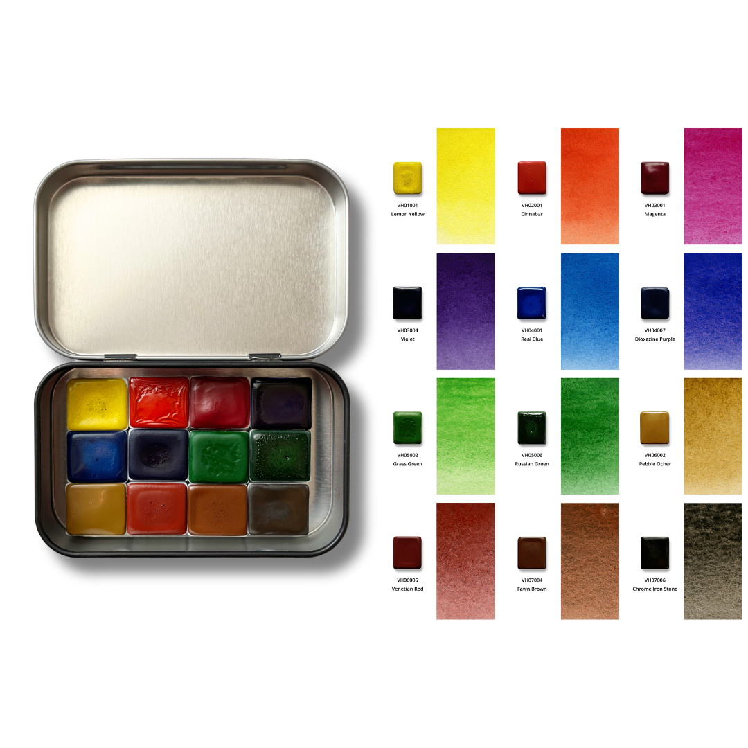 Aquarellfarben – Honig Edition - Base - (12 Farben mit Box) H6 – VHaquarell